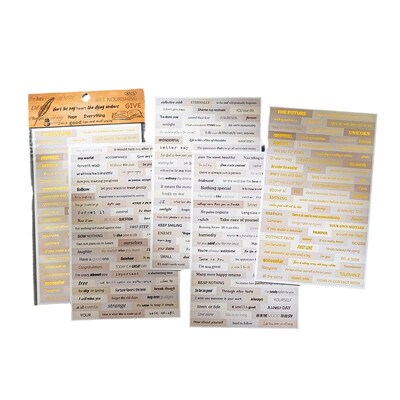 4Pcs Vintage Scrapbook Letters Stickers Gilding Words Phrase
