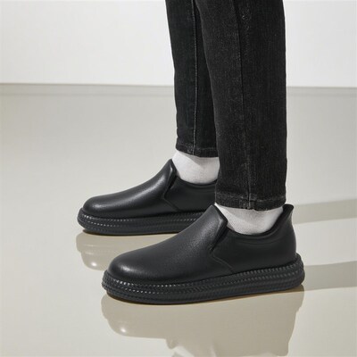 Casual Black Mens Shoes Soft Sole Lazy Handsfree 1 Slip-on