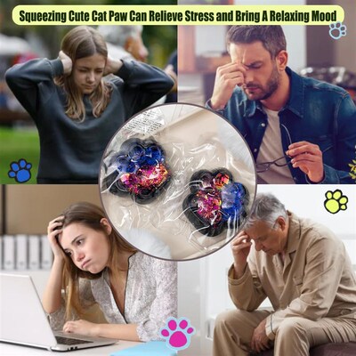 2Pcs Taba Squishy Starry Cat Paw Squeeze Toys  Stress Relief