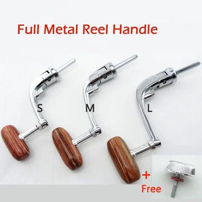Full Metal Spinning Fishing Reel Handle with Wood Knob+Free