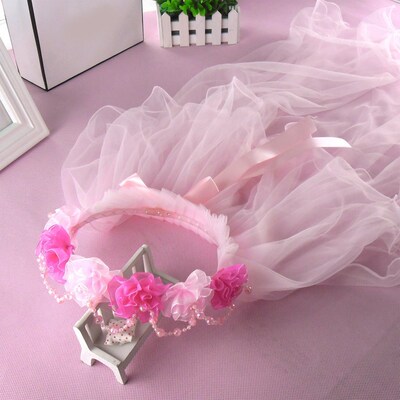 Wedding Tulle Flower Girls Veils with Ribbon Edge Elegant Br