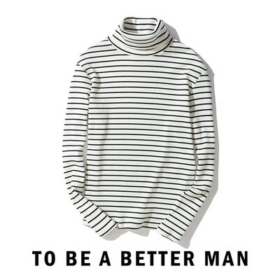 Black White Striped Tshirt Retro Base Shirt Versatile Long S