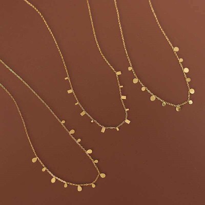 Super-beautiful spotted clavicle chain geometric round squar