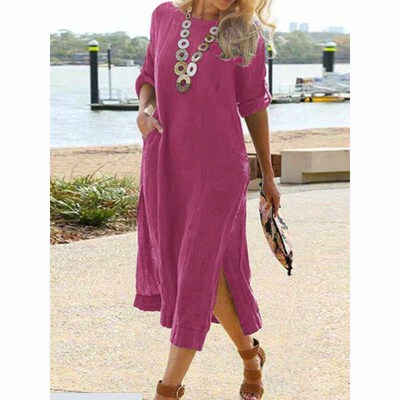 Summer Short Sleeve Crew Neck Summer Dress 2022 Lady Holiday
