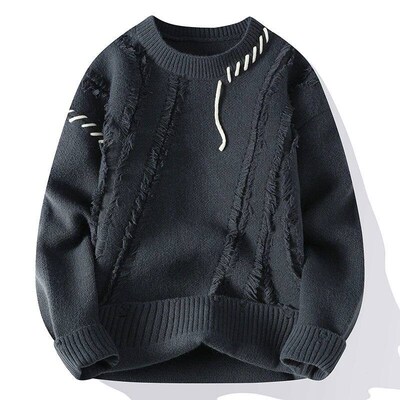 Autumn Winter Warm Mens Knitted Sweaters Fashion Patchwork O