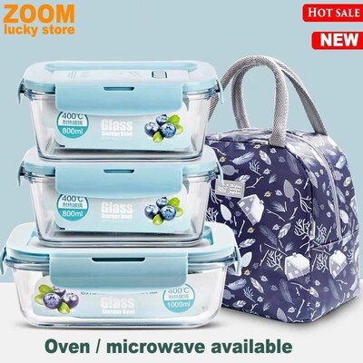 Glass food storage container box for micro-wave oven Bento