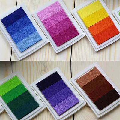 6pcs/lot ink Pad Inkpad Stamp rainbow Color Home made Gr