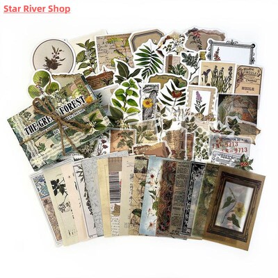 60pcs Vintage Stickers Scrapbook Paper for Scrapbooking Junk