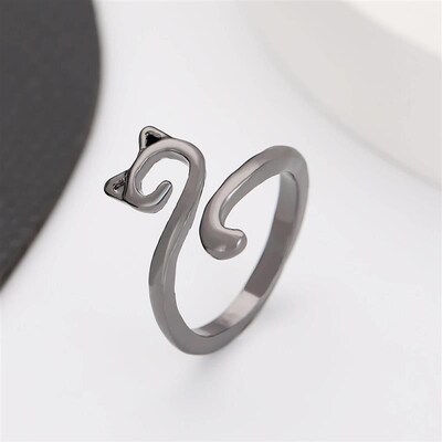 Opening Adjustable Fashion Animal Cat Ring Jewelry欧美猫戒指