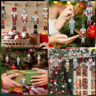 12PCS Nutcracker Wooden Decorative Set - Chritma Gift, Party