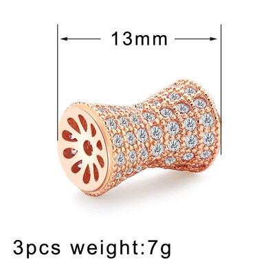 Areus 3pcs White Black Micro Pave Zircon Charms Beads Geomet