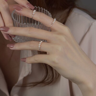 Pearl Ring Womens Niche Cold Style High-grade Vintage Ins F