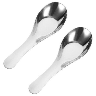 2 Pcs Silverware Tablespoon Honey Flat Soup Cutlery Set