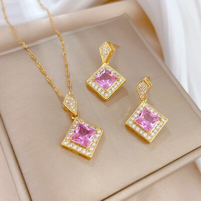 316L Stainless Steel Chain Micro Inlaid With Zircon Flower L