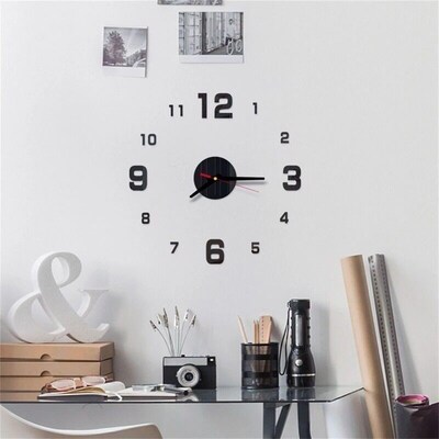 Mini Home Wall Clock 3D DIY Acrylic Mirror Stickers For Home