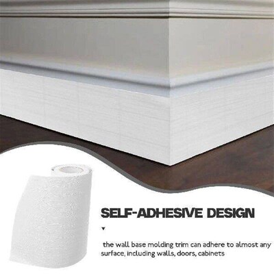 5Pcs Self Adhesive Skirting Board White Wood Grain 5m PVC