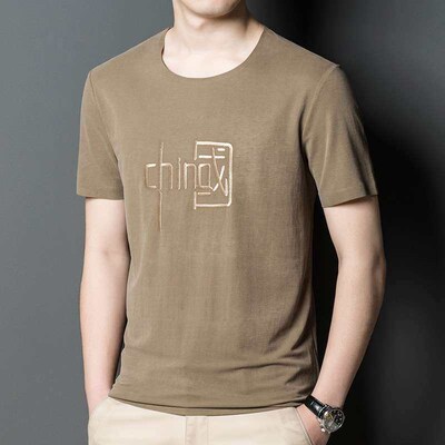 Mens Short-sleeved Chinese Character Personalized Loose ten