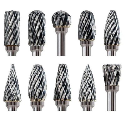 10Pcs Long Shank Carbide Rotary Burr File Double Cut Long