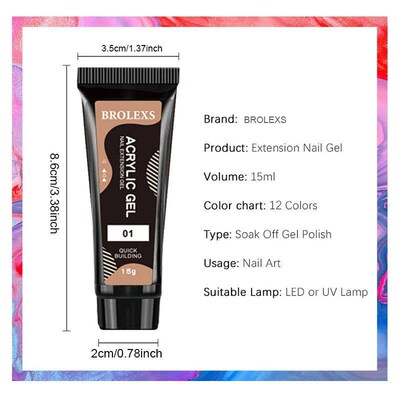 15ml Poly Nail Gel Set ,Pure Color Acrylic Extension Gel ,Qu