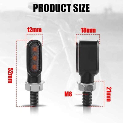 8mm Mini led Motorcycle Turn signal Light lamp Indicators Bl