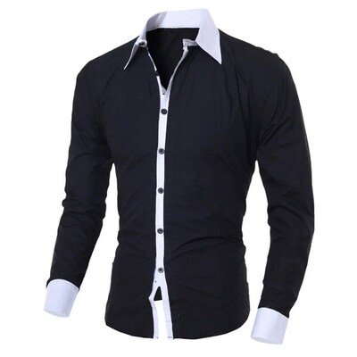 Mens Shirts Fashion Personality Mens Casual Slim Long-sleev
