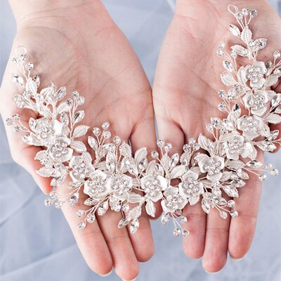 Silve rColor Bridal Flower Headband Prom Tiara Wedding Hair