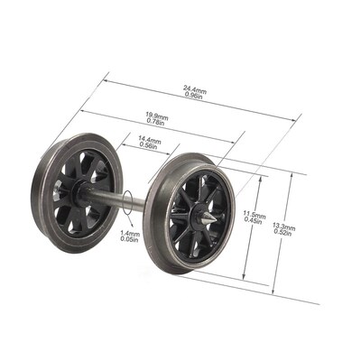 12pcs HO Scale 1:87 36 Metal Spoked Wheels for Model Train