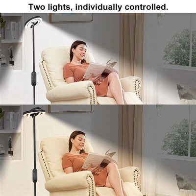Modern Standing LED Floor Lamp with 2 Rotatable Lights, Remo