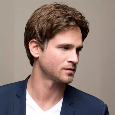 Mens Wig Mens Short Hair Wig Brown Wig With Partial Bang