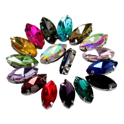 Horse Eye Shape Glass Rhinestones With Claw Marquise Shape S