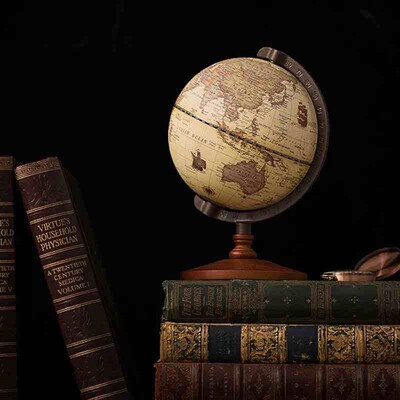 22cm World Globe Earth Map In English Retro Wooden Base Eart