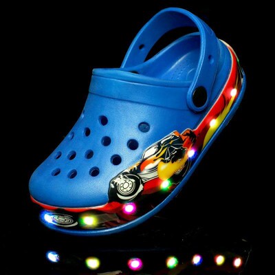Summer Children Hole Sandals LED Lighted Flashing Light Shoe