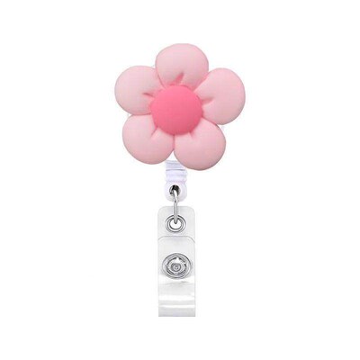 New Flower Retractable Nurse Chest Badge Reel Clip Holder St
