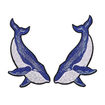 2PCS A Pair of Embroidered Whale Patch Transfert