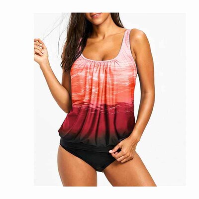 Swimming pool sexy racerback tank top two-piece large size