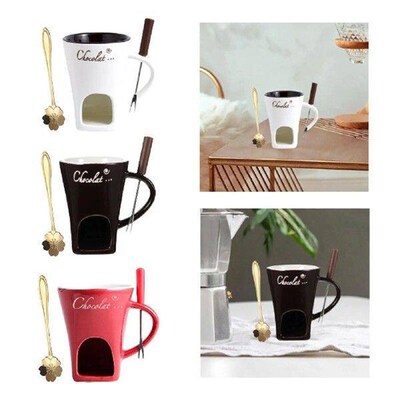 Chocolate Fondue Mug Hot Pot Set Broth Dessert Caramel