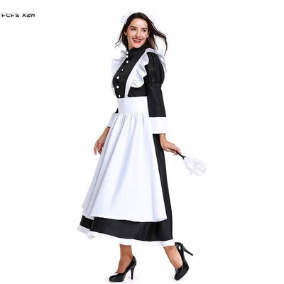 S-XL Women French Maid Cosplay Female Halloween Housekeeper