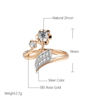 Kinel Fashion Micro-wax Inlay Natural Zircon Rings for Women