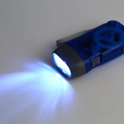 3 LED Hand Pressing Dynamo Crank Power Wind Up Flashlight To