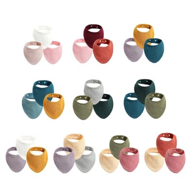 3Pcs Baby Burp Cloth Soft Cotton Drool Bib Breathable Toddle