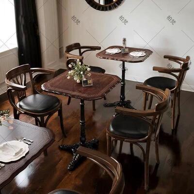 木咖啡店沙发桌椅组合式酒实商馆美小圆桌古风烘焙甜品店餐12574