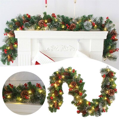 Christmas Garlands With Pinecones Red Berries Artificial Chr
