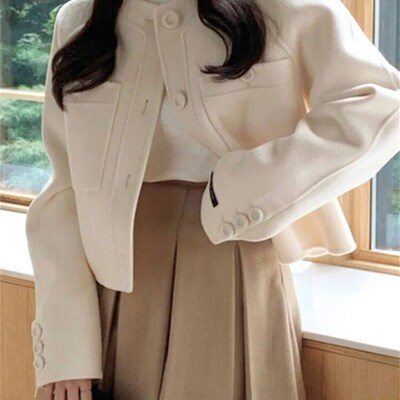 Cotvotee Pockets Coats for Women Autumn Winter 2023 Fashion