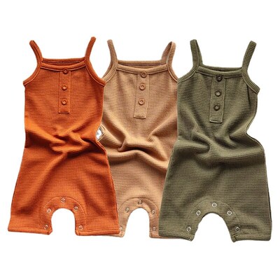2022 New Baby Waffle Rompers Summer Cotton Newborn Bodysuits