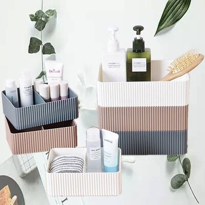 Stackable  Plastic Home Office Bathroom Storage Box Grid Des