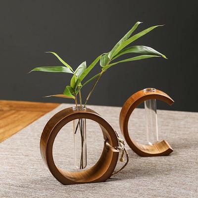 1pc Handmade Bamboo Vase Plant Vintage Flower Pot Natural Ba