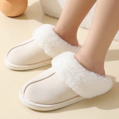 Suede Fur Cotton Slippers For Men And Women At Home And Indo