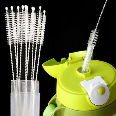 Bending Stainless Straw Brush Cleaner Soft Hair Suction Glas