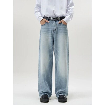 4 Colors Autumn Vintage Disressed Mens Baggy Straight Jeans