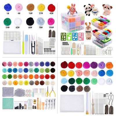 Needle Felting Craft Kit 36 Colors Wool Fibre Roving